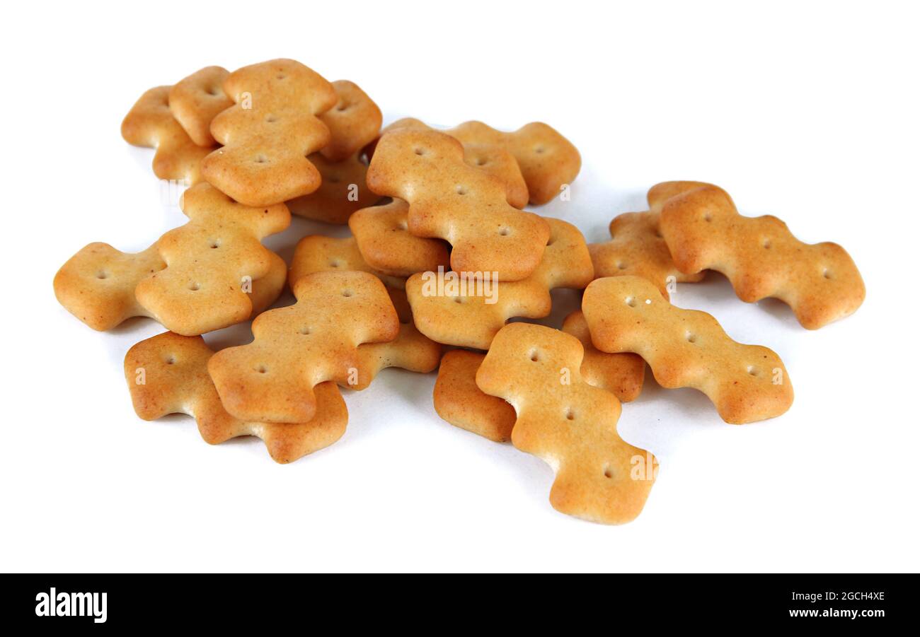 Delicious crackers isolated on white Stock Photo - Alamy