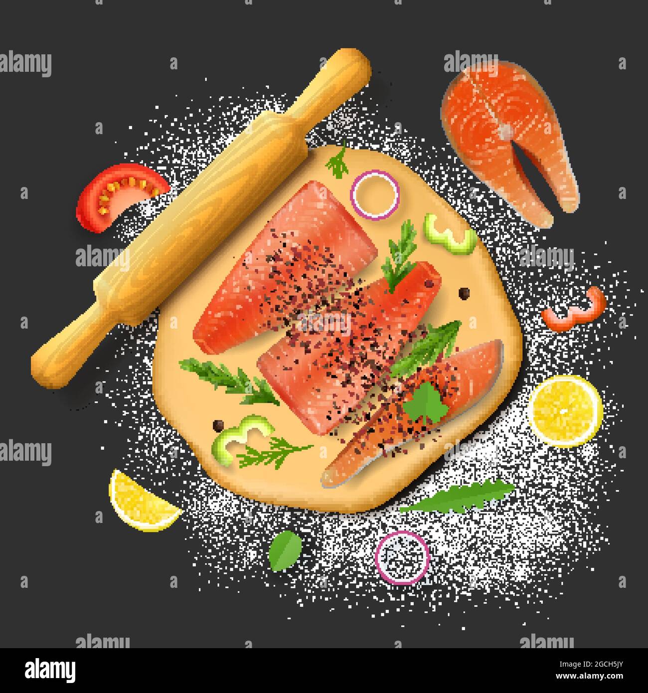 Fish fillet slices Stock Vector Images - Alamy