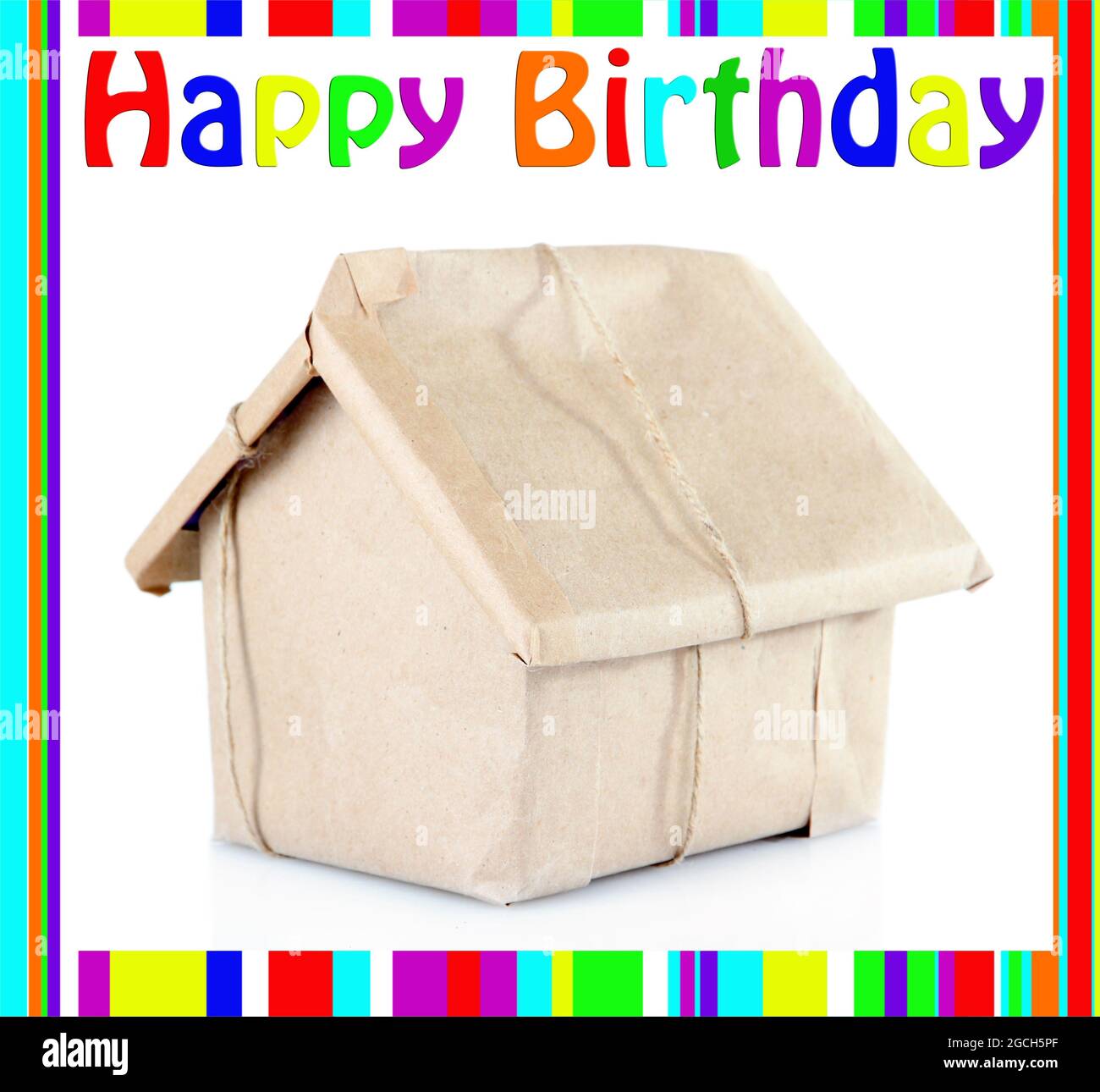 House wrapped in brown kraft paper, isolated on white Stock Photo - Alamy