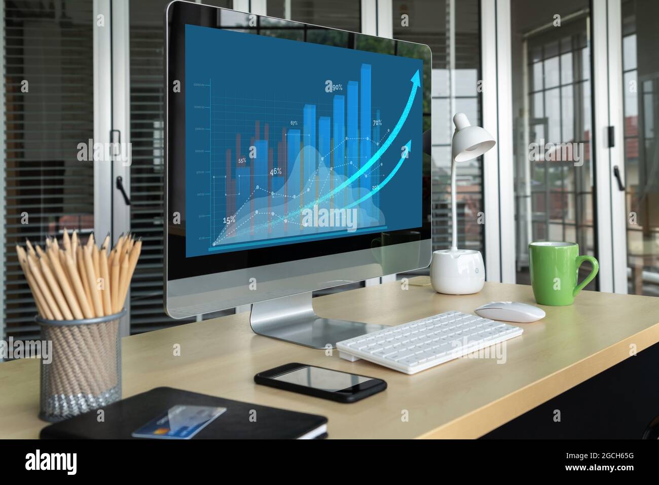 Business visual data analyzing technology by creative computer software ...