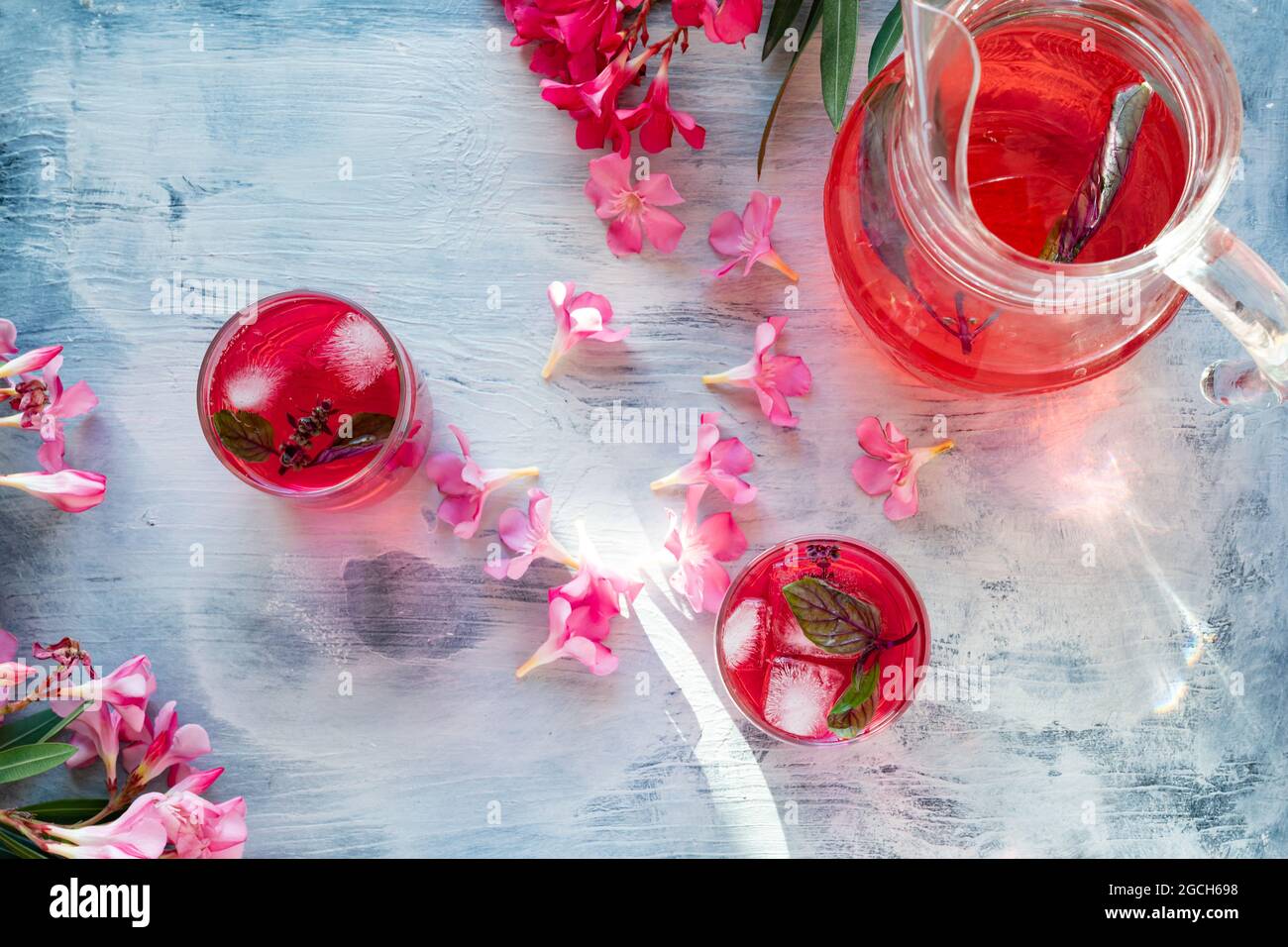Top down shot to Traditional, fresh and cold basil sherbet, turkish ...