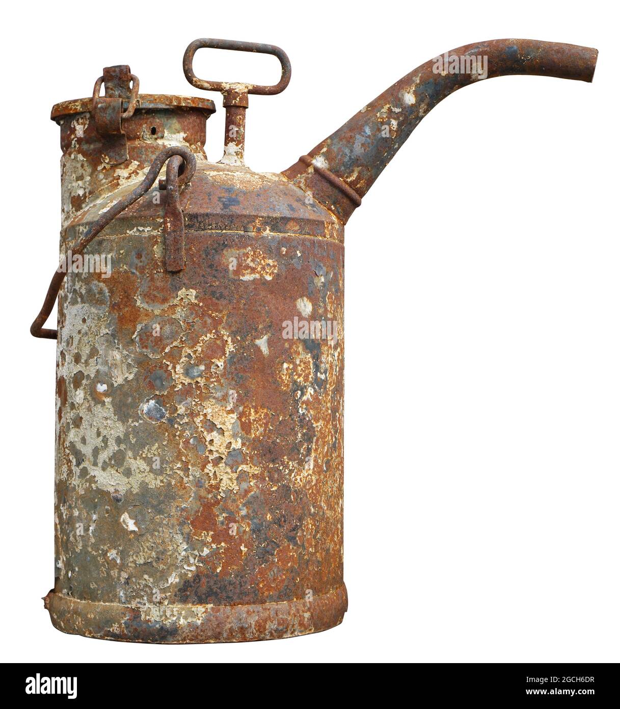Old rusty vintage metal iron tank with pomp for diesel fuel isolated on ...