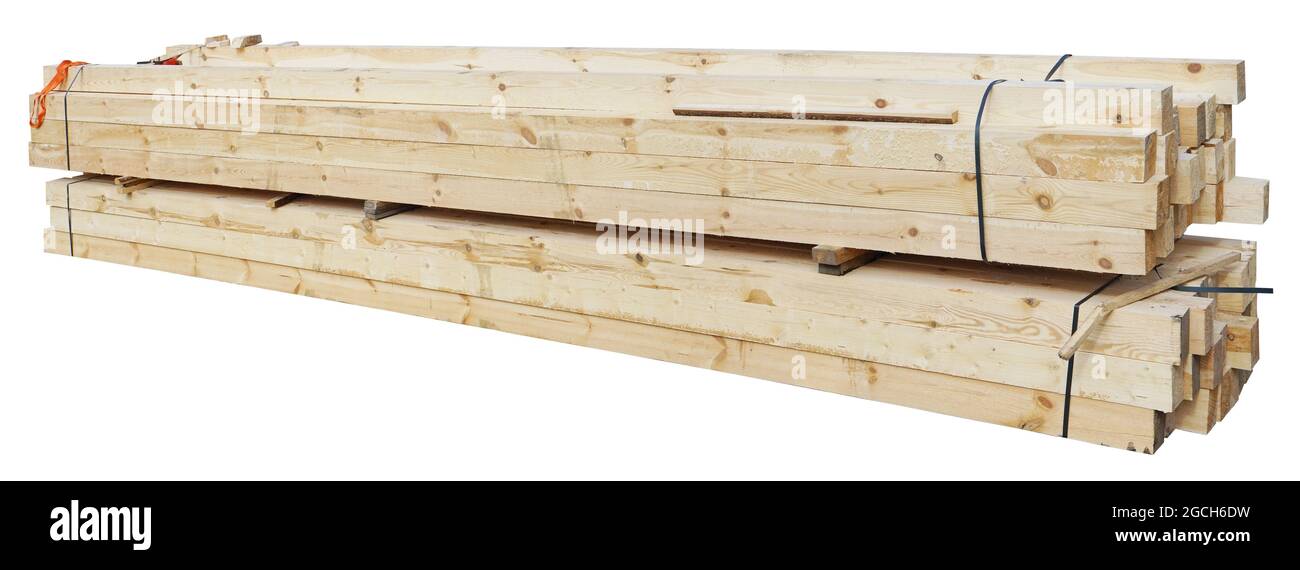 long new pine logs for building a village house isolated Stock Photo ...