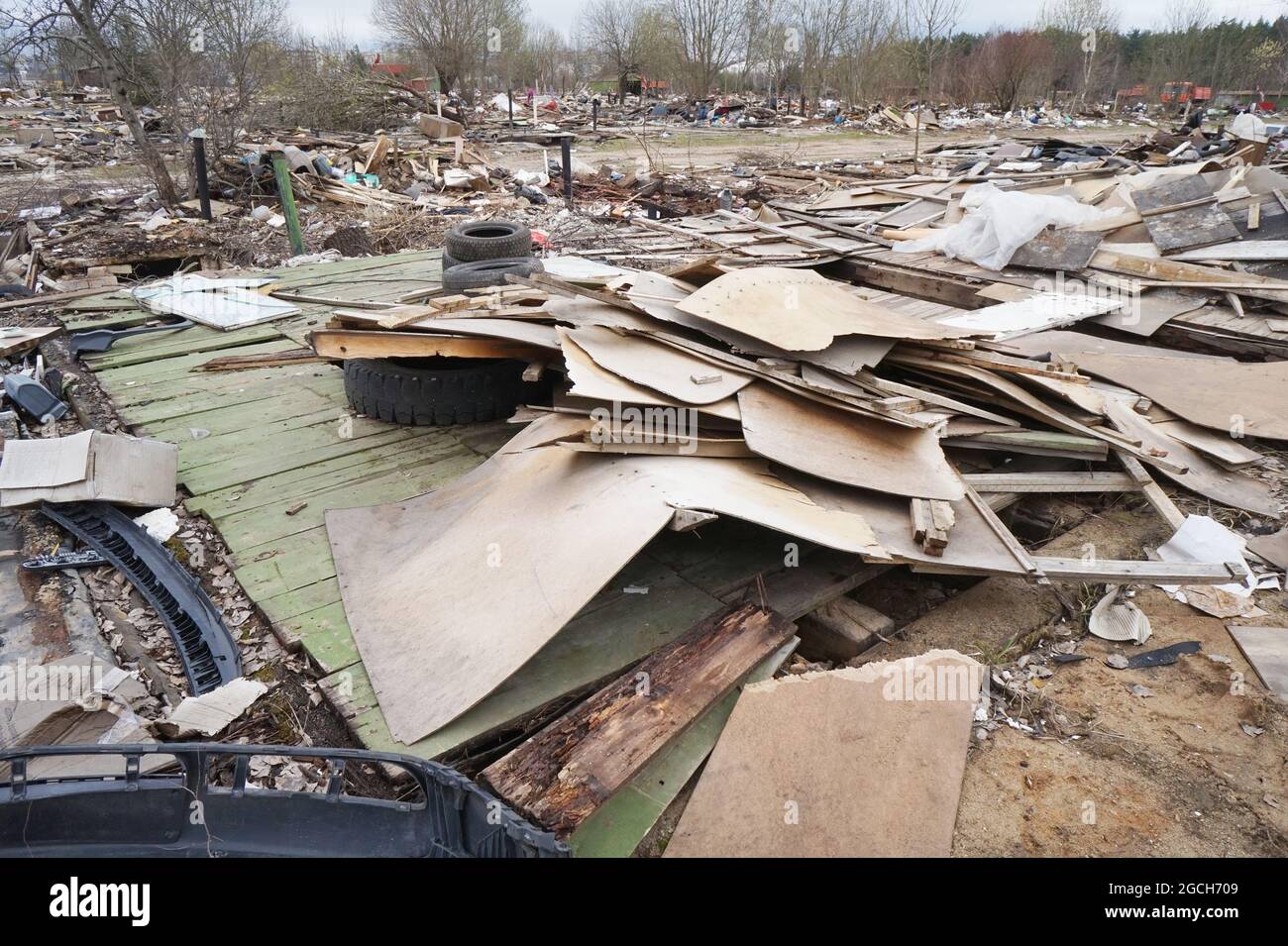 A lage garbage dump in a European city. An example of environmental ...
