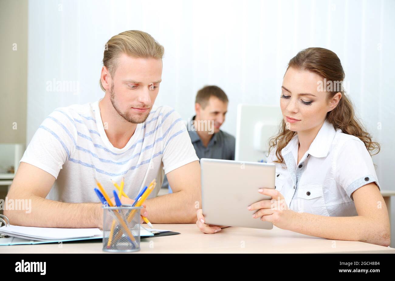 Office workers at work Stock Photo - Alamy