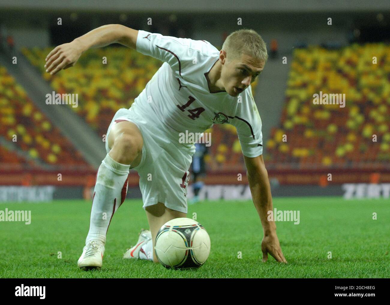 BUCHAREST, ROMANIA - AUGUST 9, 2012: Mihai Roman of Rapid pictured in ...