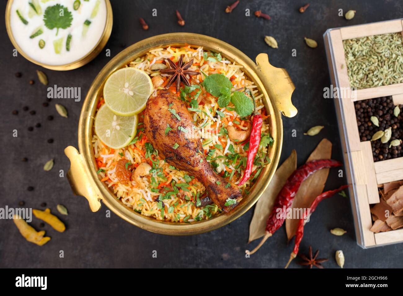 Chicken biryani Spicy Indian Malabar biryani Hyderabadi biryani, Dum ...