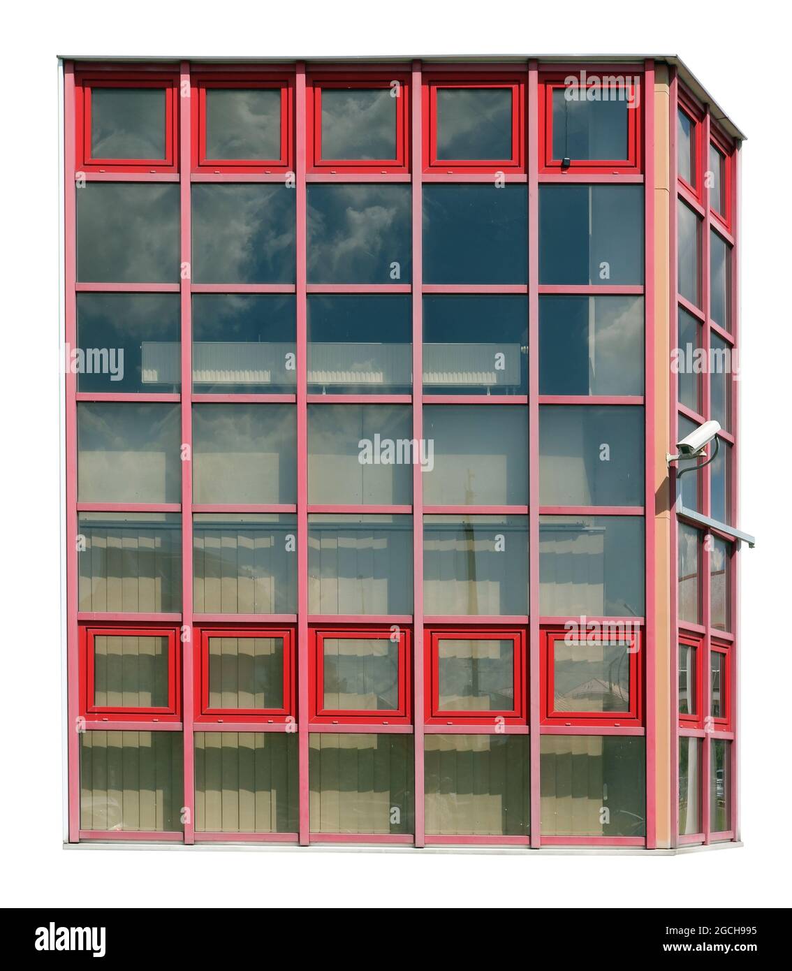Large closed office window with an installed surveillance camera ...