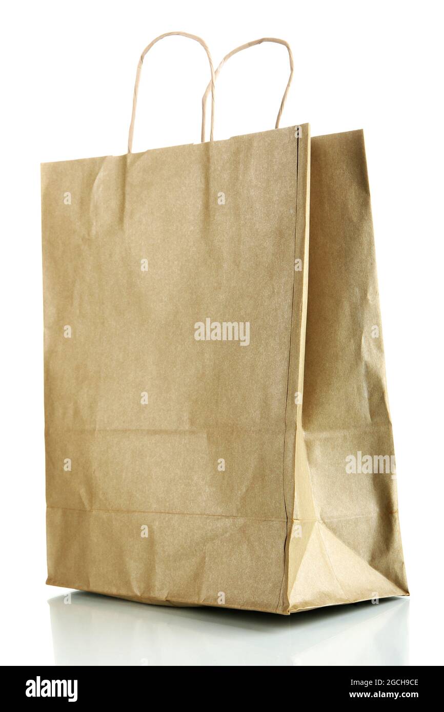 Paper bag isolated on white Stock Photo - Alamy