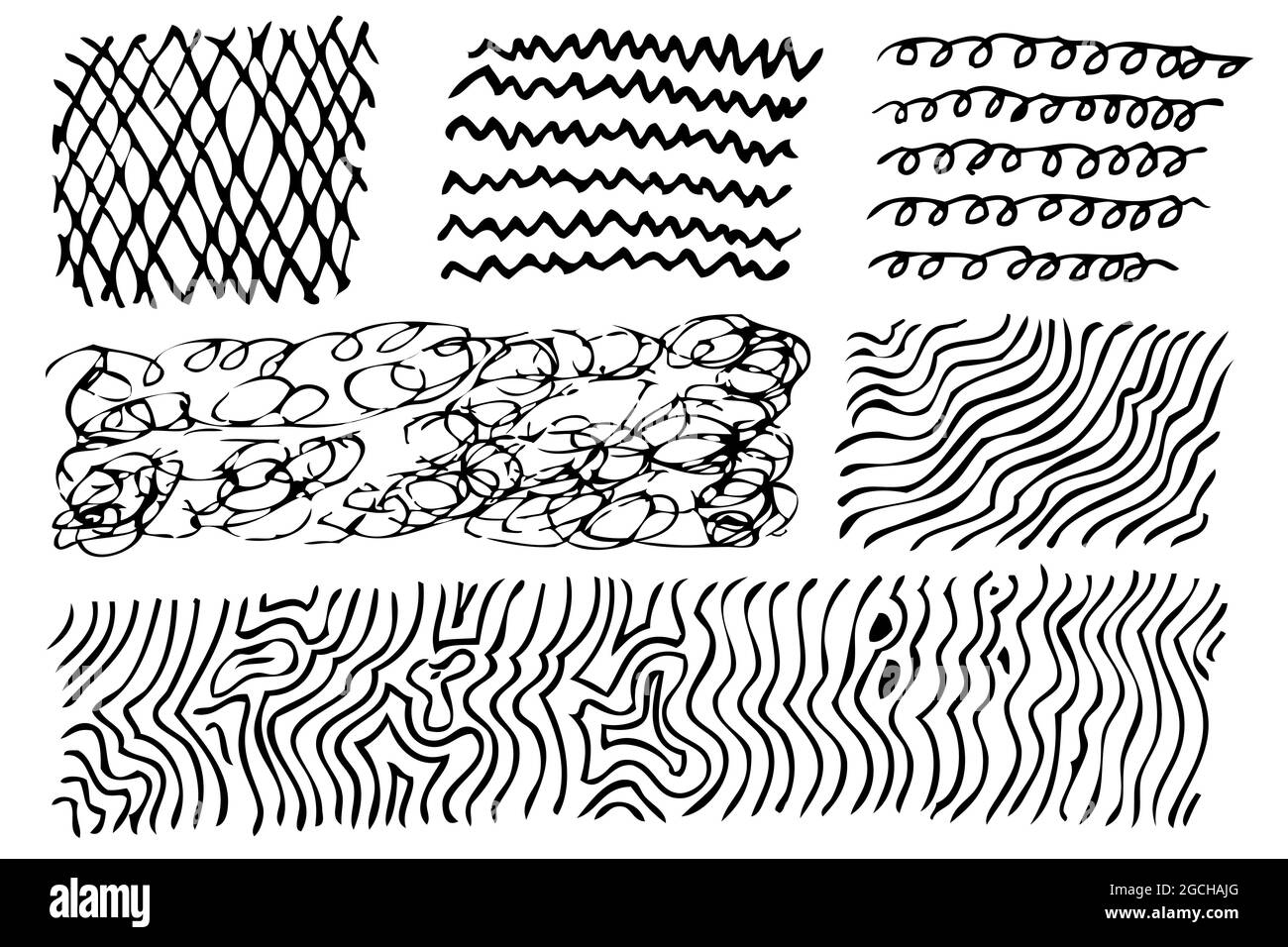 Vector Scribble Hand Draw Sketch Pattern swirl, wave and diagonal for ...