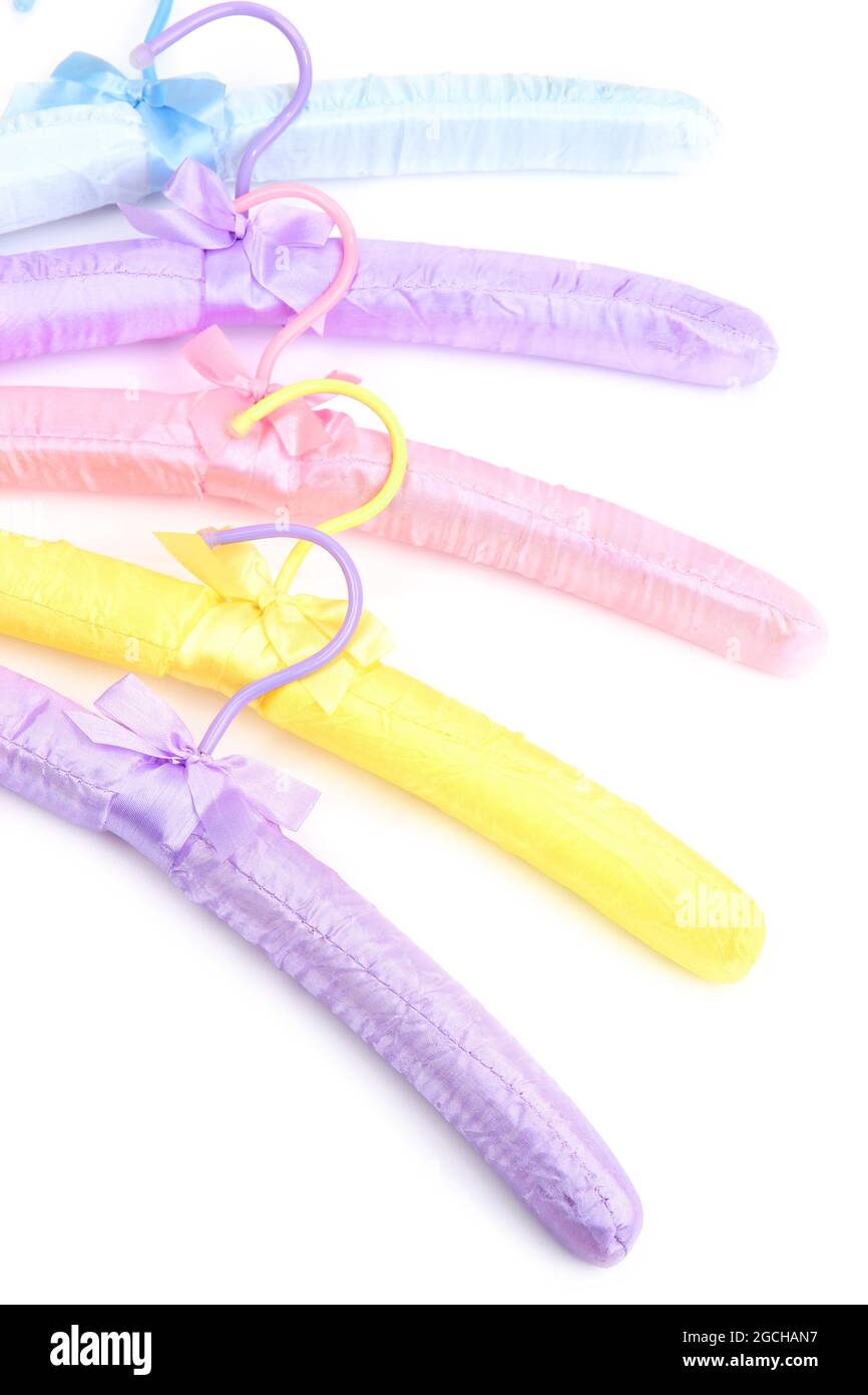 Beautiful hangers isolated on white Stock Photo - Alamy