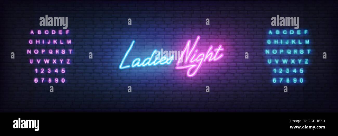 Ladies night neon template Stock Vector Images - Alamy
