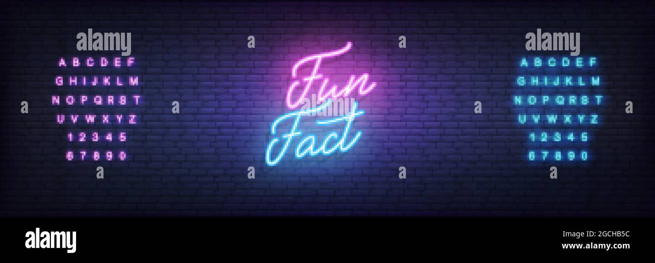 Fun Fact neon template. Glowing neon lettering Fun Fact sign Stock ...