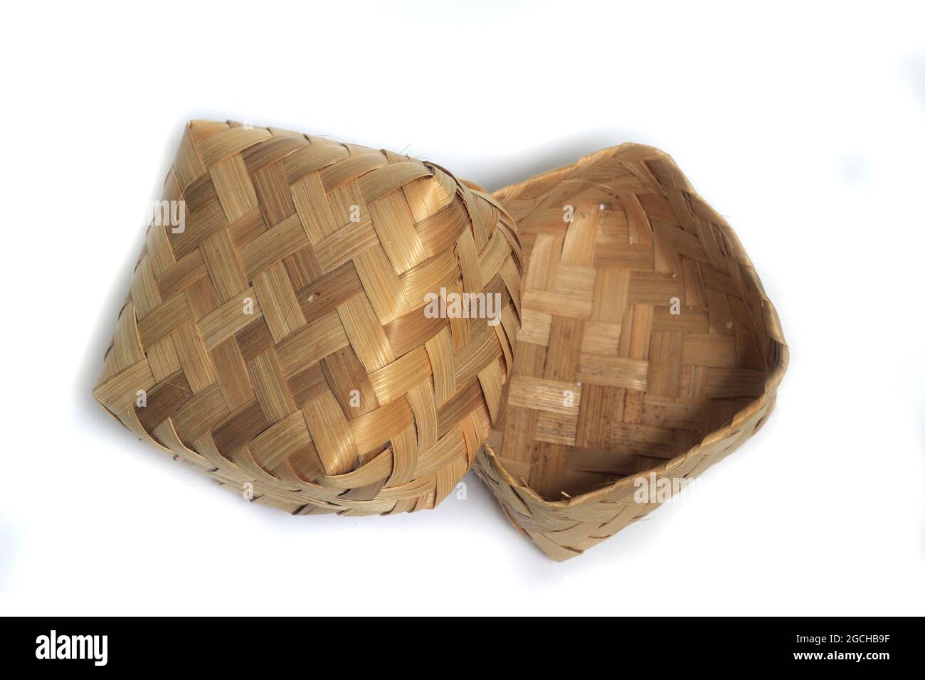 Empty Besek is box or Container Food Box, made from woven bamboo at ...