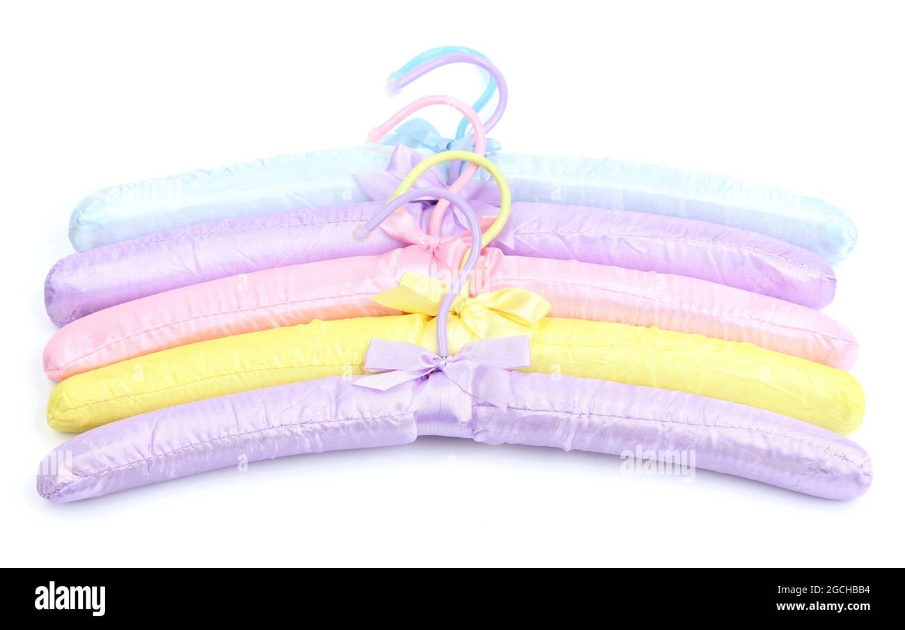 Beautiful hangers isolated on white Stock Photo - Alamy