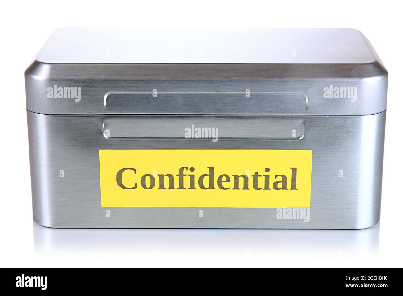 Confidential information in silvery box isolated on white Stock Photo ...