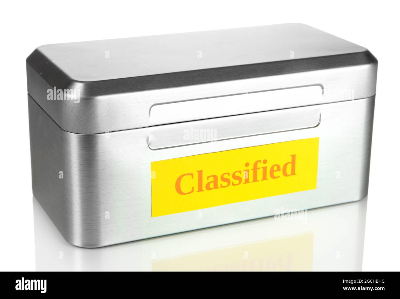Confidential information in silvery box isolated on white Stock Photo ...