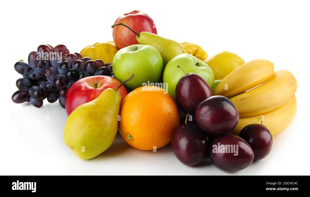 Composition of different fruits isolated on white Stock Photo - Alamy