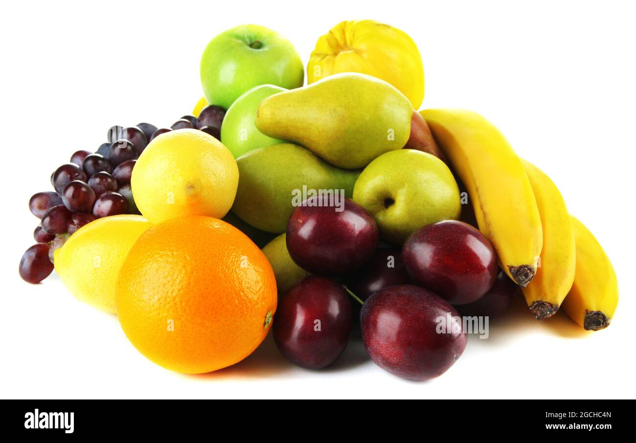 Composition of different fruits isolated on white Stock Photo - Alamy