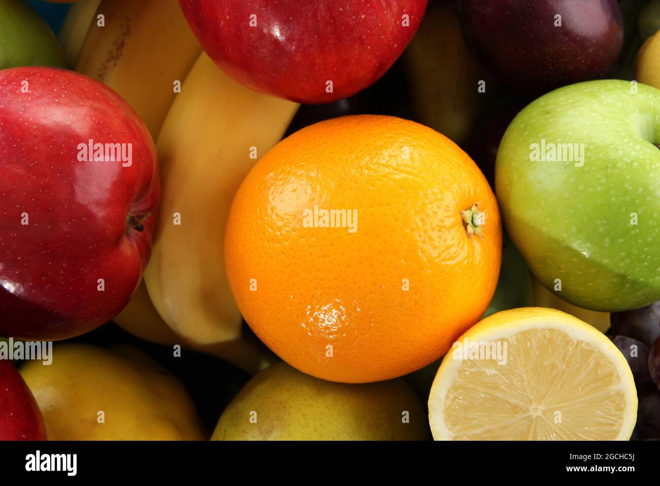 Composition of different fruits close up Stock Photo - Alamy