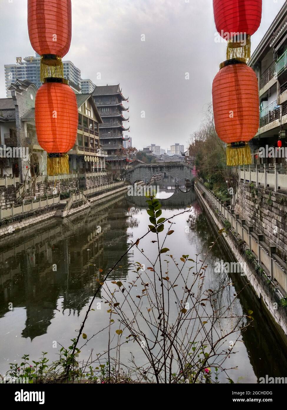 Amazing view of the buildings alongside the river running through Nanxi ...