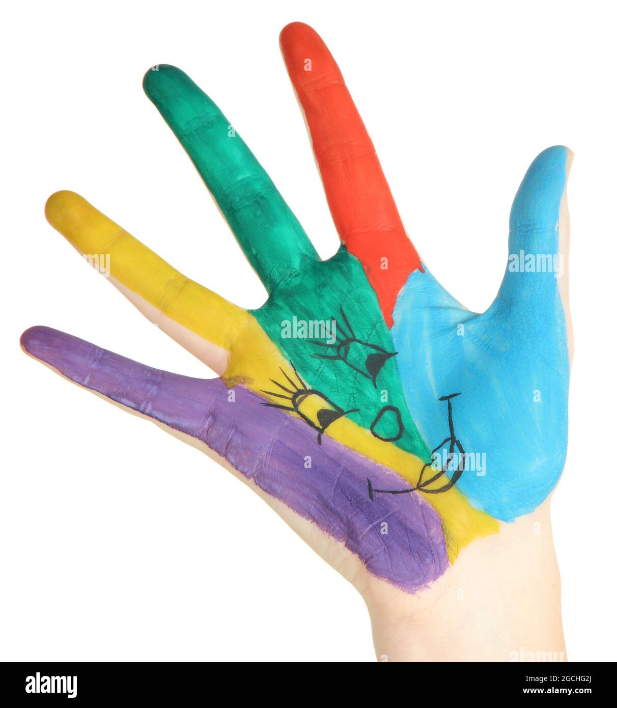 Painted hand with smile isolated on white Stock Photo - Alamy