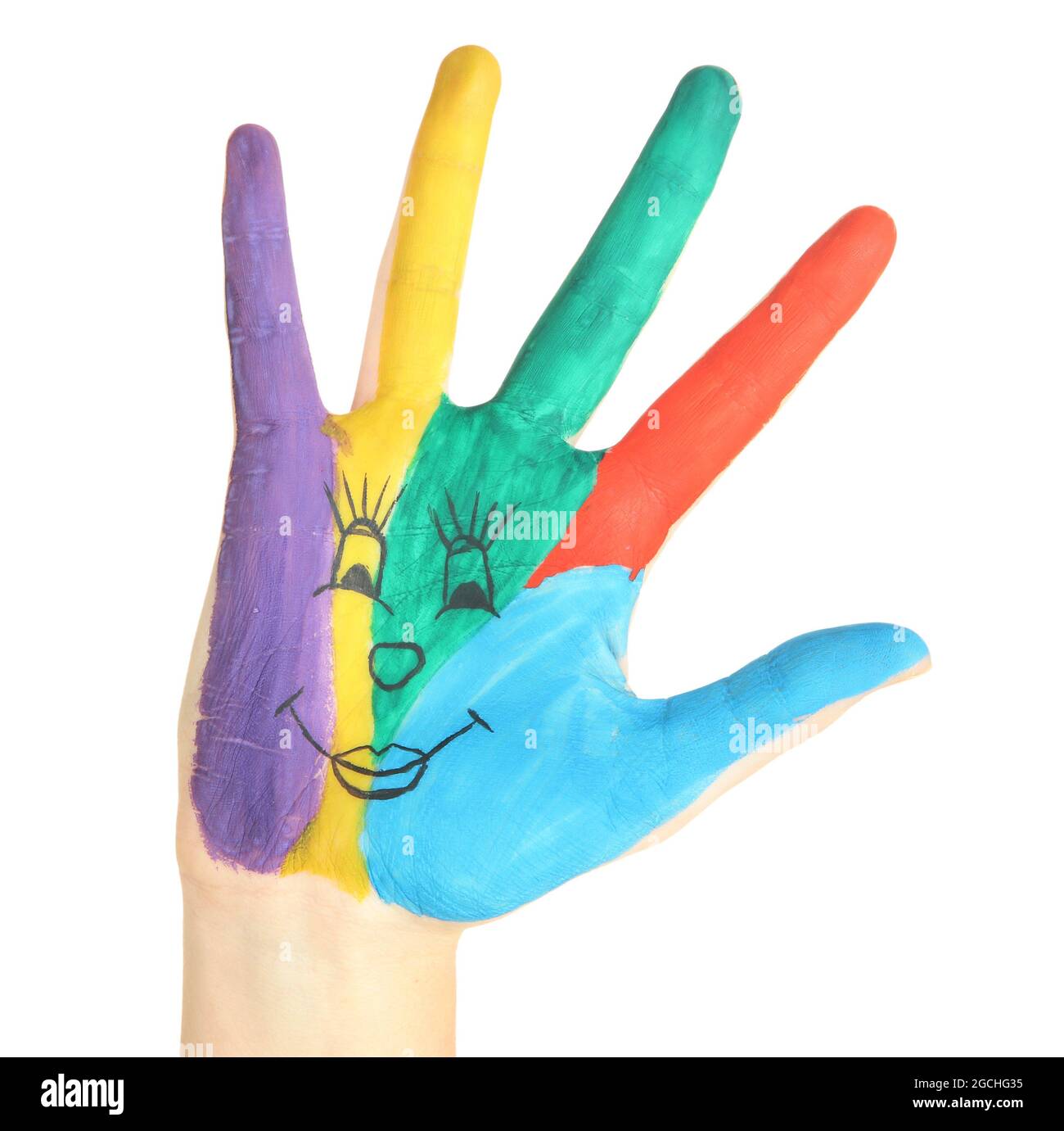 Painted hand with smile isolated on white Stock Photo - Alamy