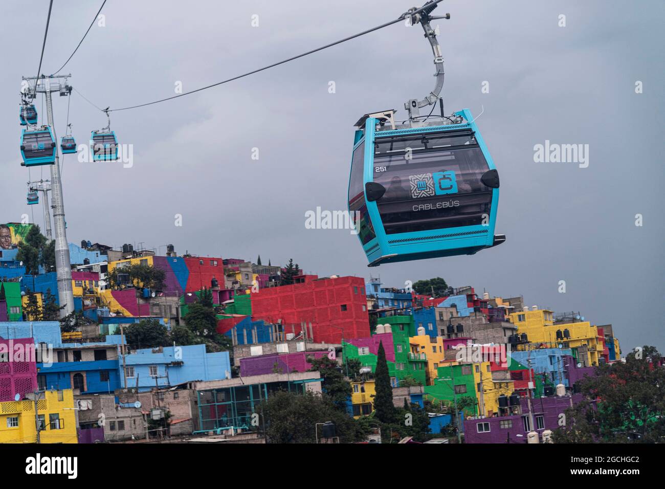 Mexico City, Mexico. 8th Aug, 2021. Cabins are seen as they travel ...