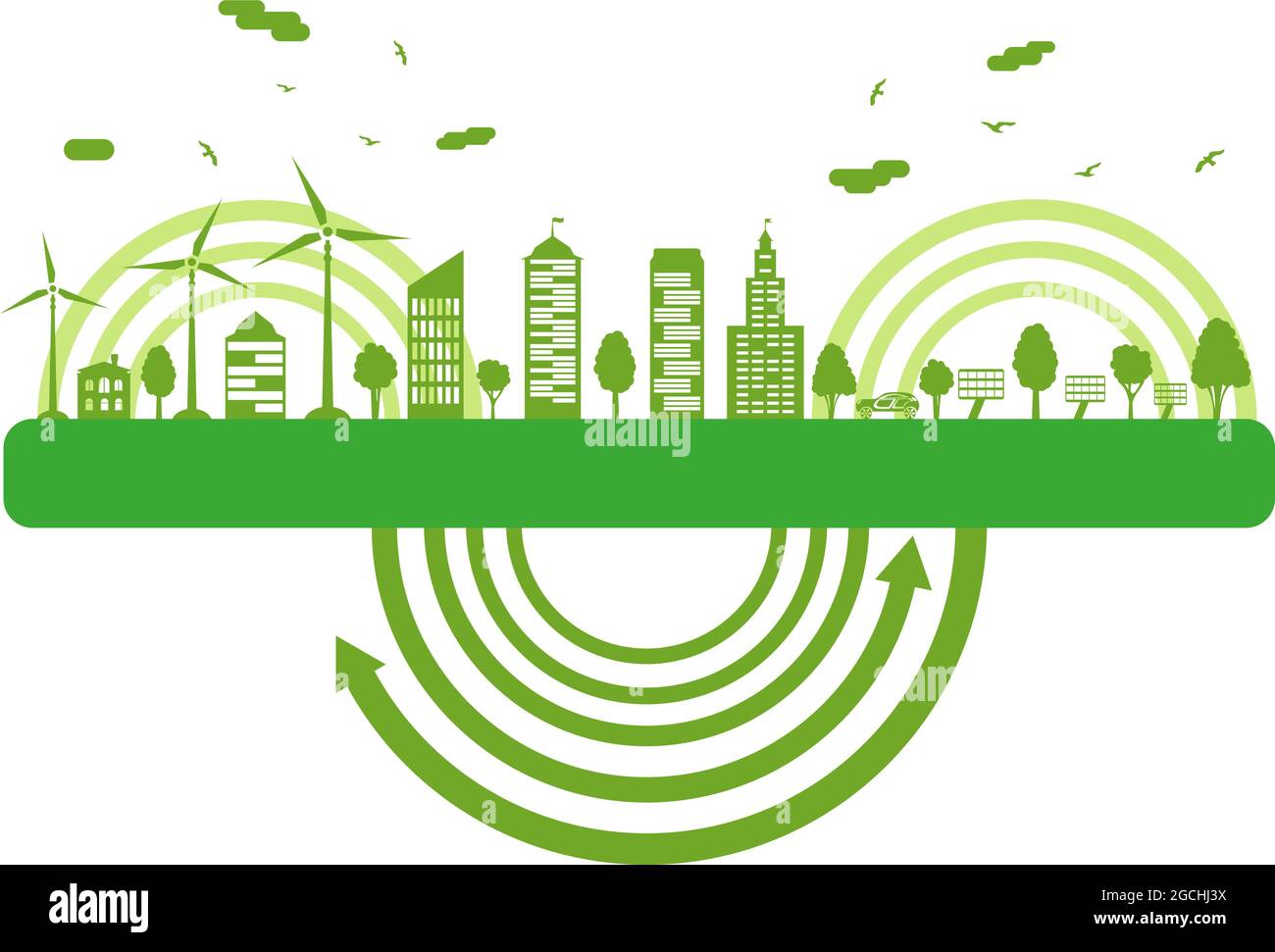 Ecological city and environment conservation. Concept green city with ...