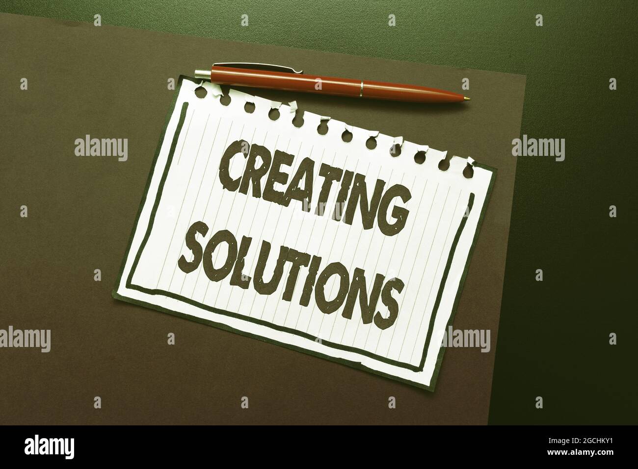 Handwriting text Creating Solutions. Business concept Make ways to ...