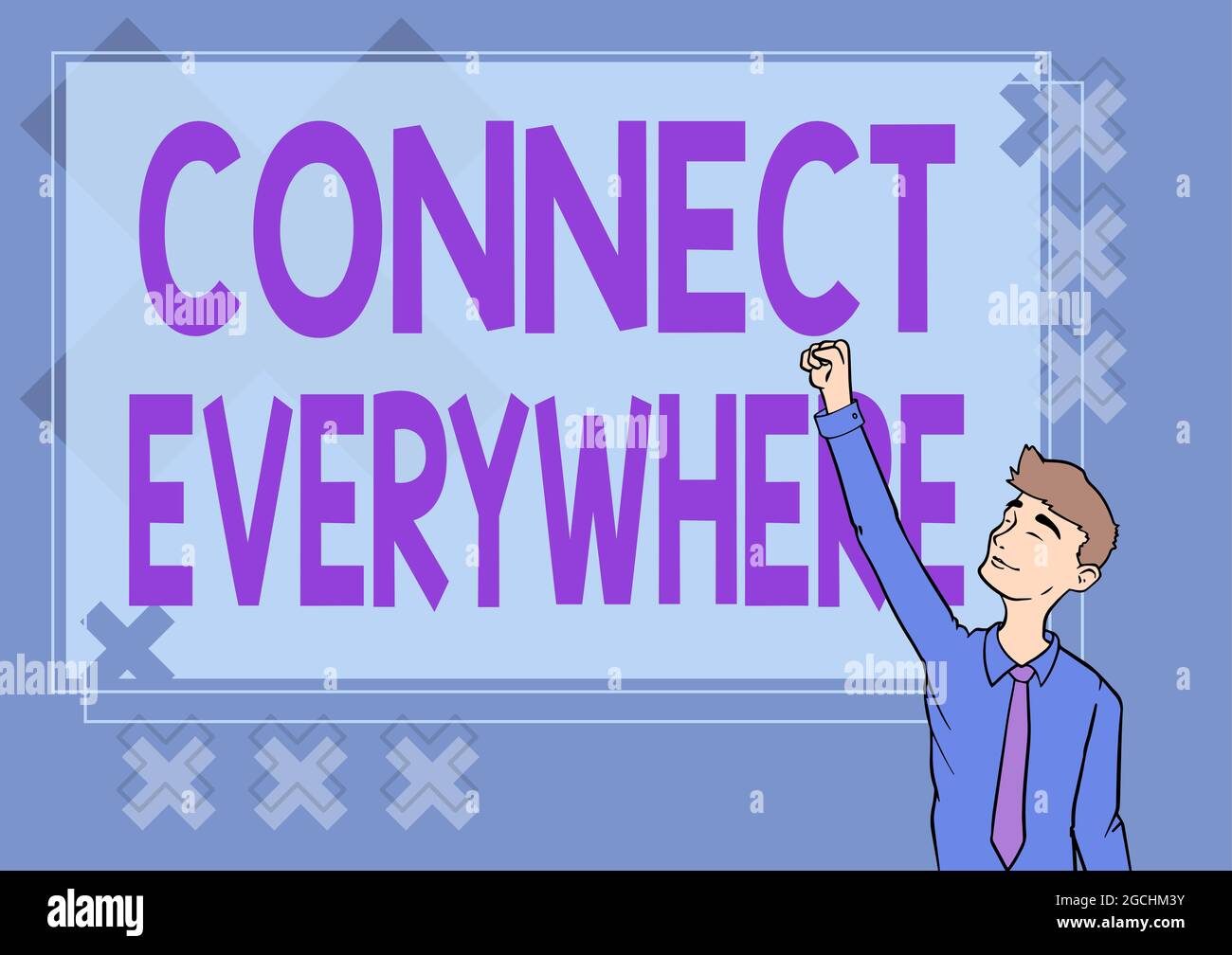Sign displaying Connect Everywhere. Business overview channel of ...