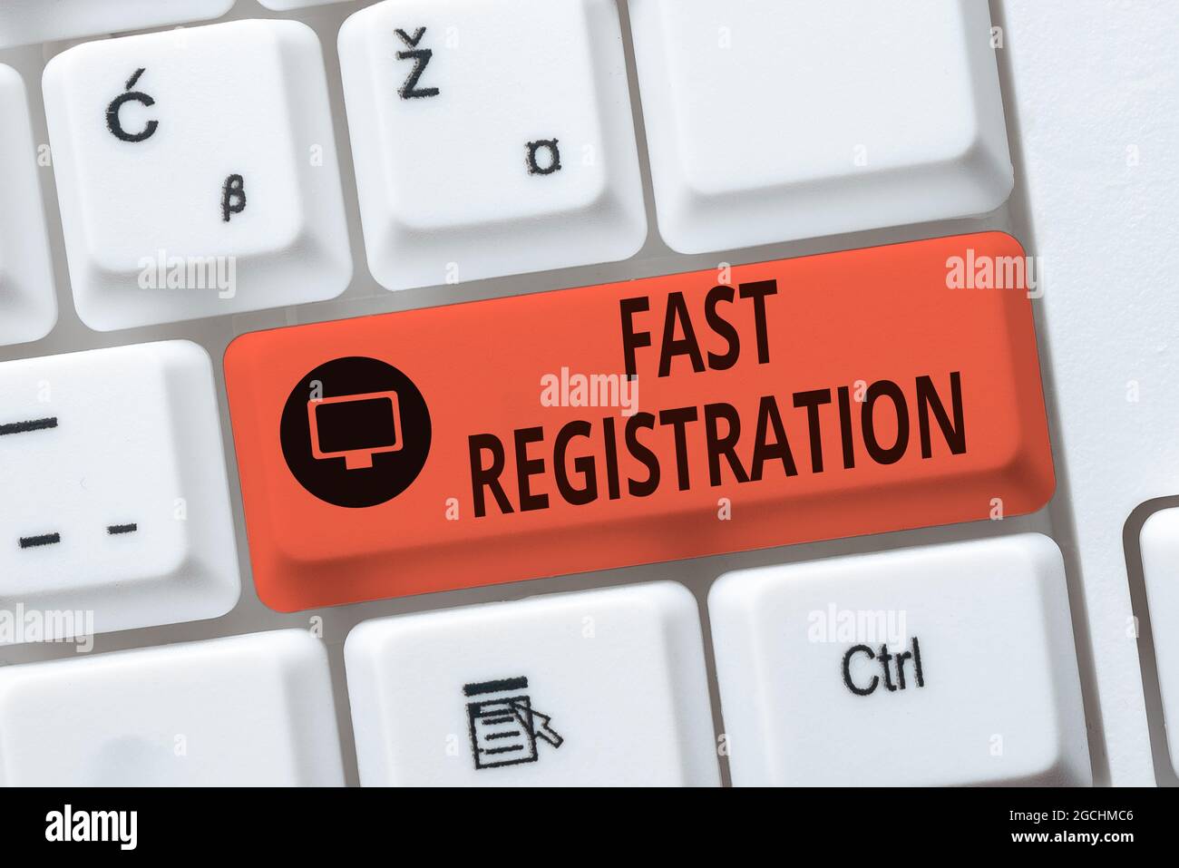 Text caption presenting Fast Registration. Conceptual photo Quick ...