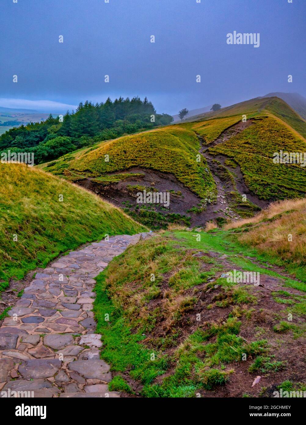 The view from the summit of Mam Tor, in the Peak District, Derbyshire ...