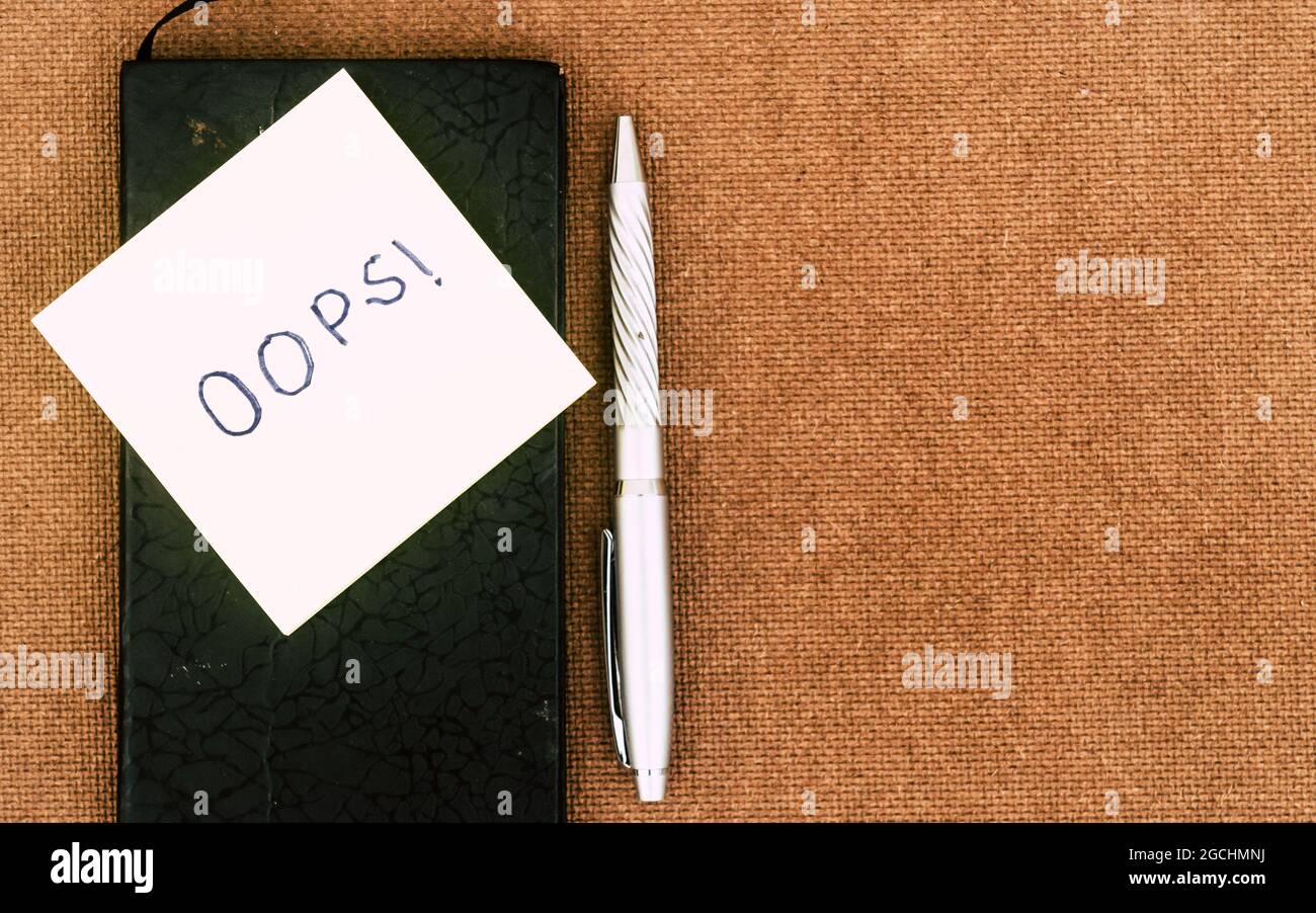 OOPS! Written on sticky notes. Mistake Learning, wrong, blooper, error ...