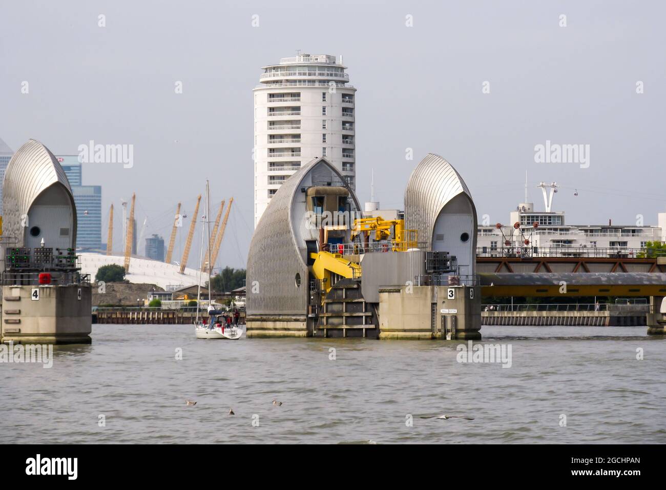 One of the Futuristic looking steel-clad shells of the Thames barrier ...
