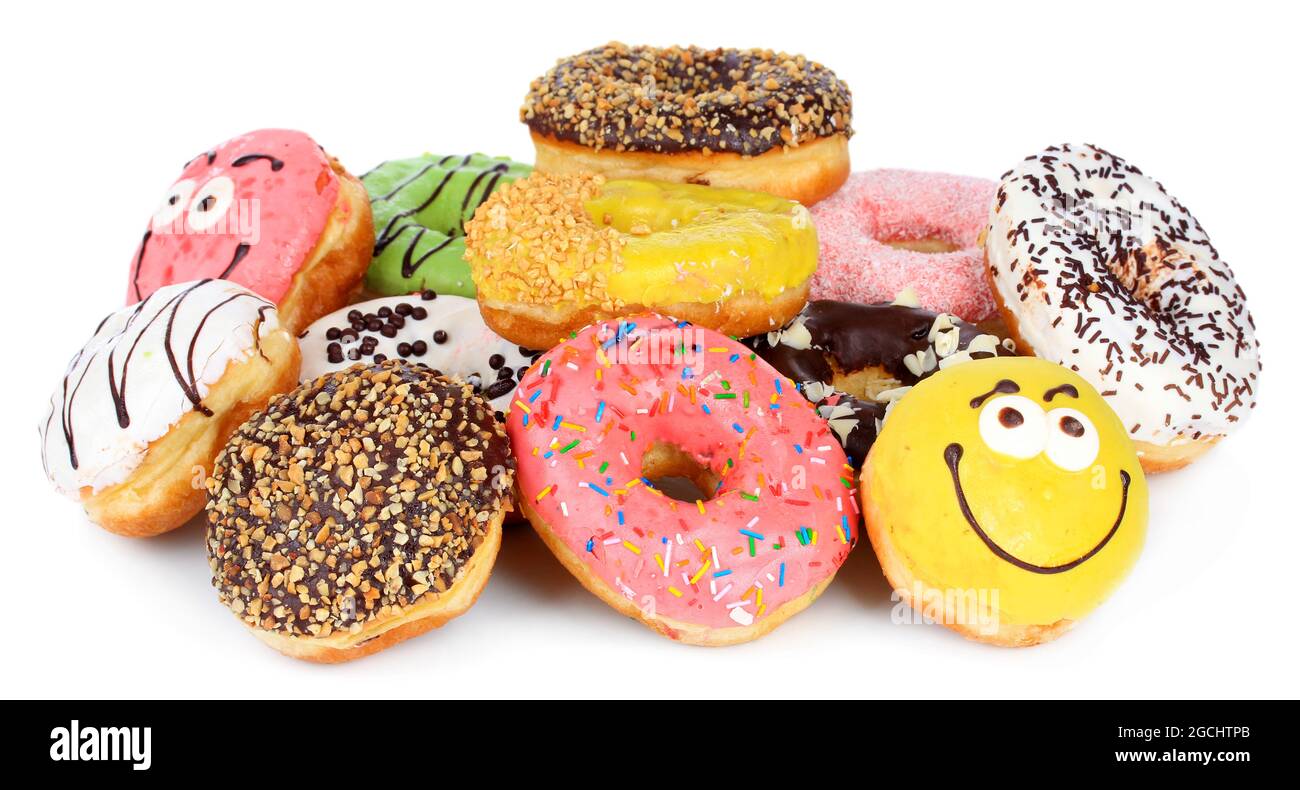 Sweet donuts isolated on white Stock Photo - Alamy