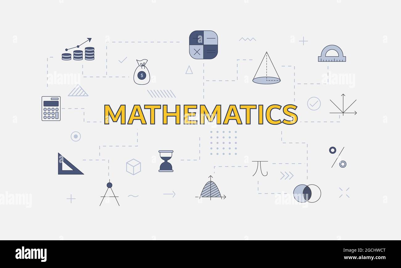 mathematics concept with icon set with big word or text on center ...