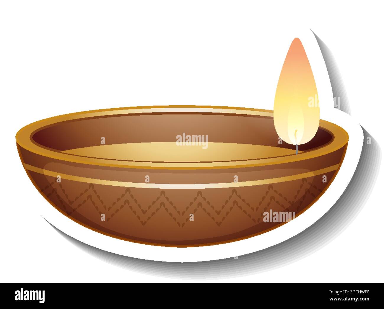 Isolated Oil lamp Diya Sticker illustration Stock Vector Image & Art ...