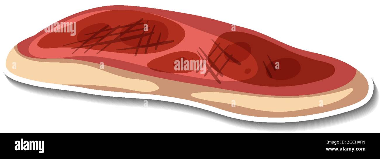 Raw meat sticker on white background illustration Stock Vector Image ...