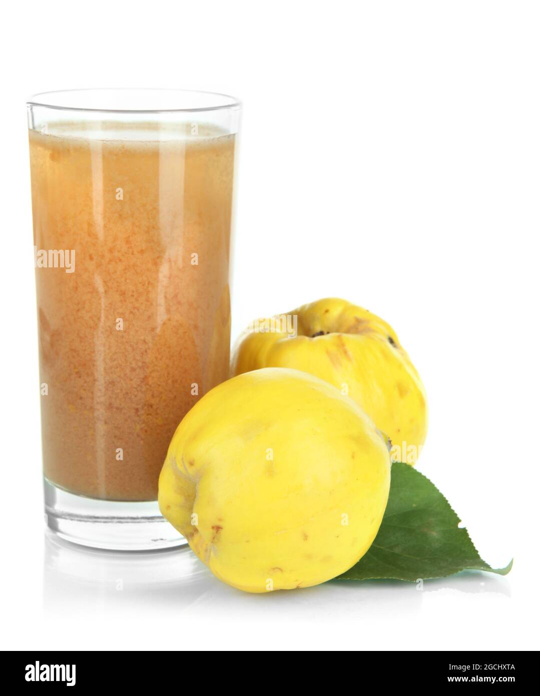 Sweet quince with juice isolated on white Stock Photo - Alamy