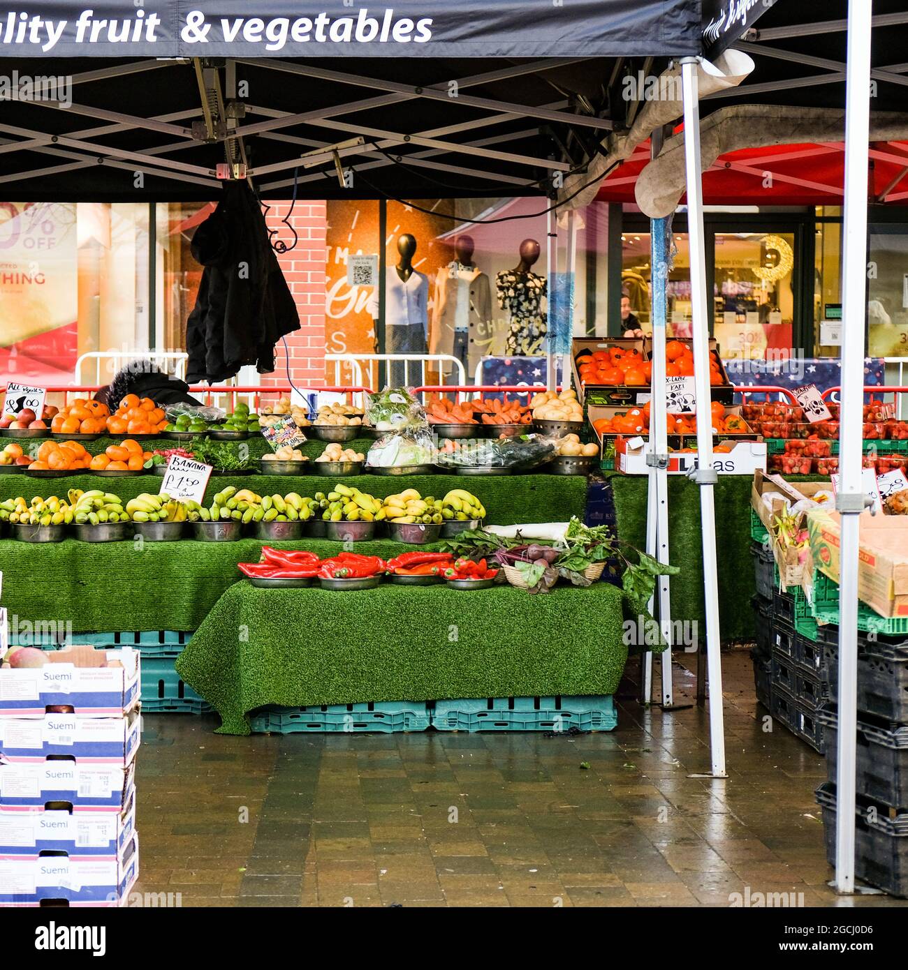 December 2020, Epsom Surrey, London UK, Market Stall Selling Fresh ...