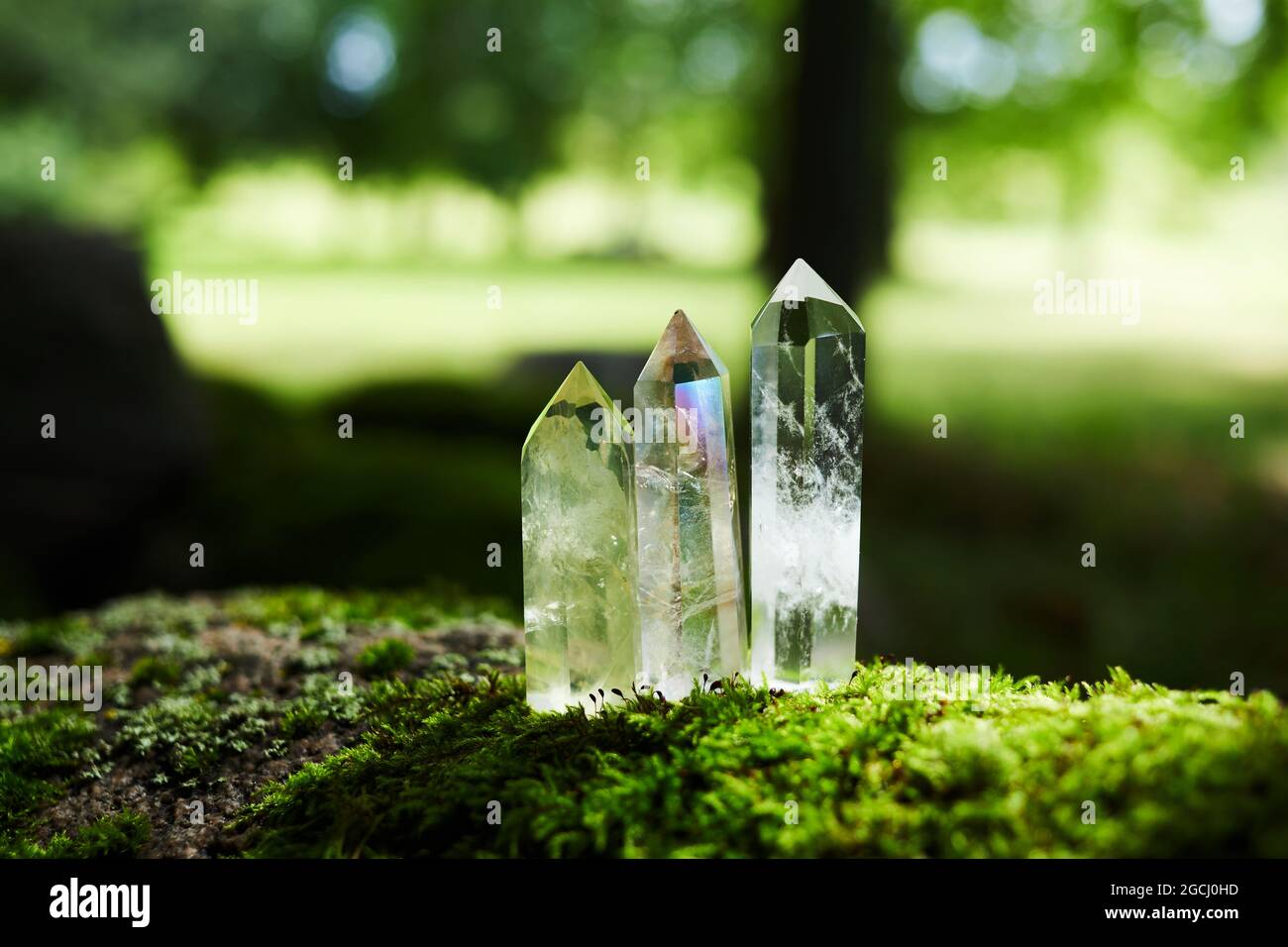 Gemstones minerals on mysterious nature background. Magic Rock for ...