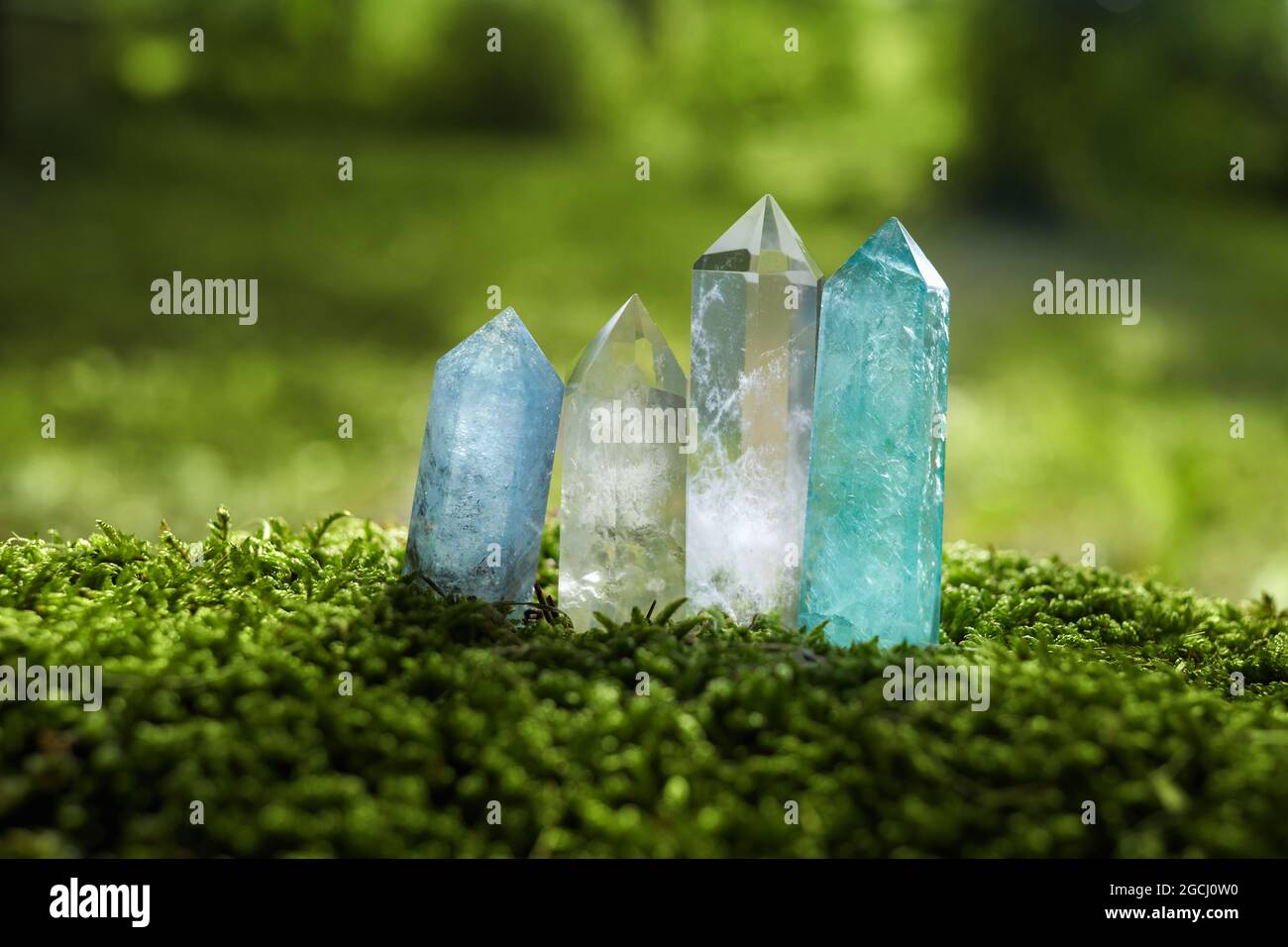 Gemstones minerals on mysterious nature background. Magic Rock for ...