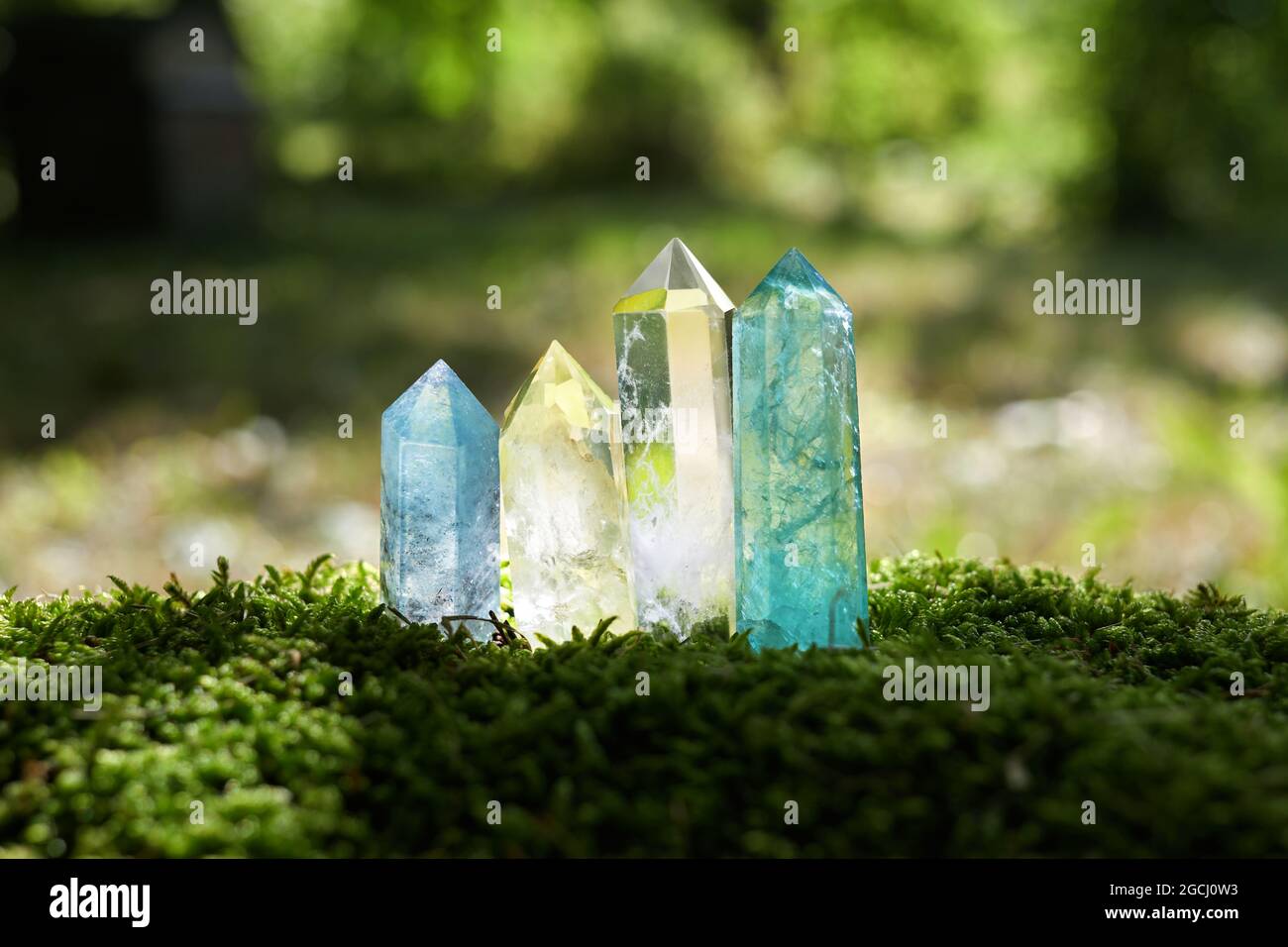 Gemstones minerals on mysterious nature background. Magic Rock for ...