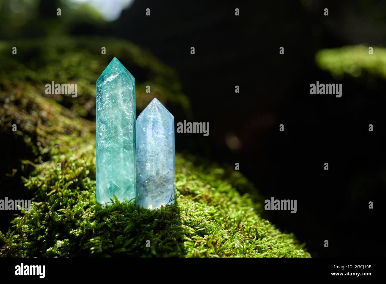 Gemstones minerals on mysterious nature background. Magic Rock for ...