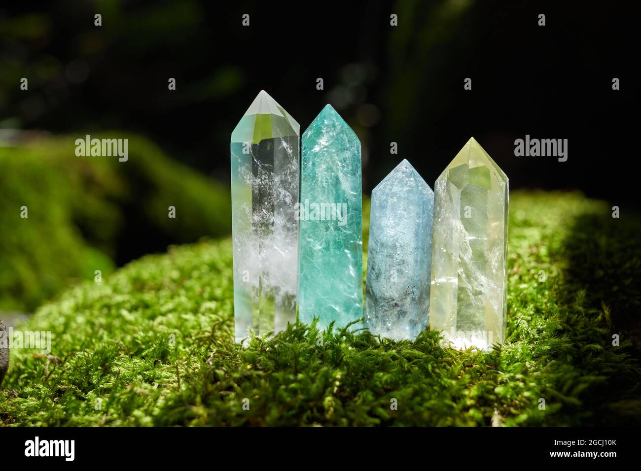 Gemstones minerals on mysterious nature background. Magic Rock for ...