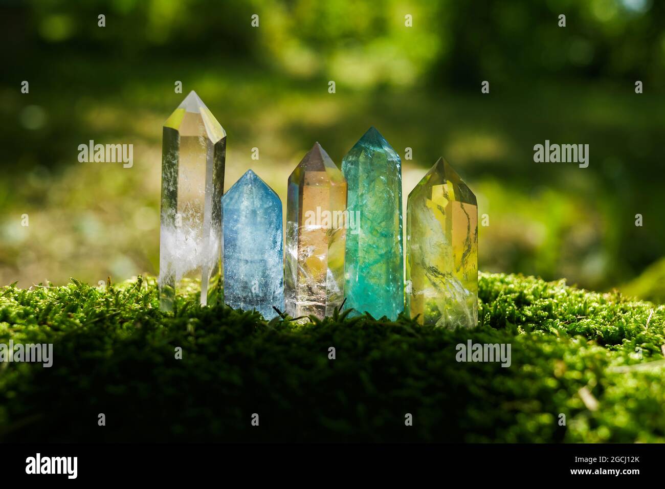 Gemstones minerals on mysterious nature background. Magic Rock for ...