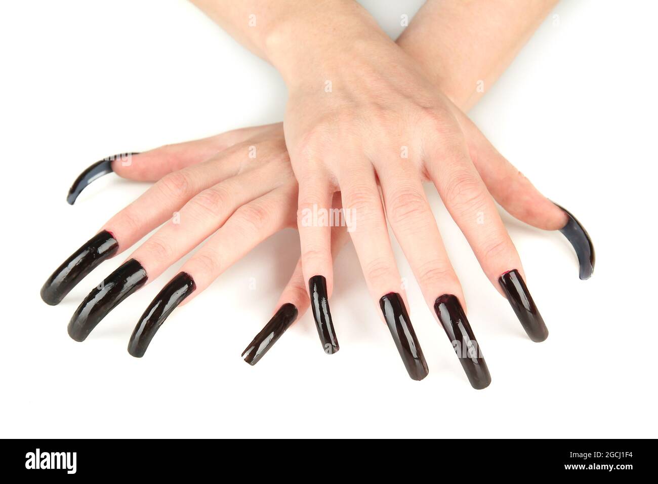 Hands with scary manicure , isolated on white Stock Photo - Alamy