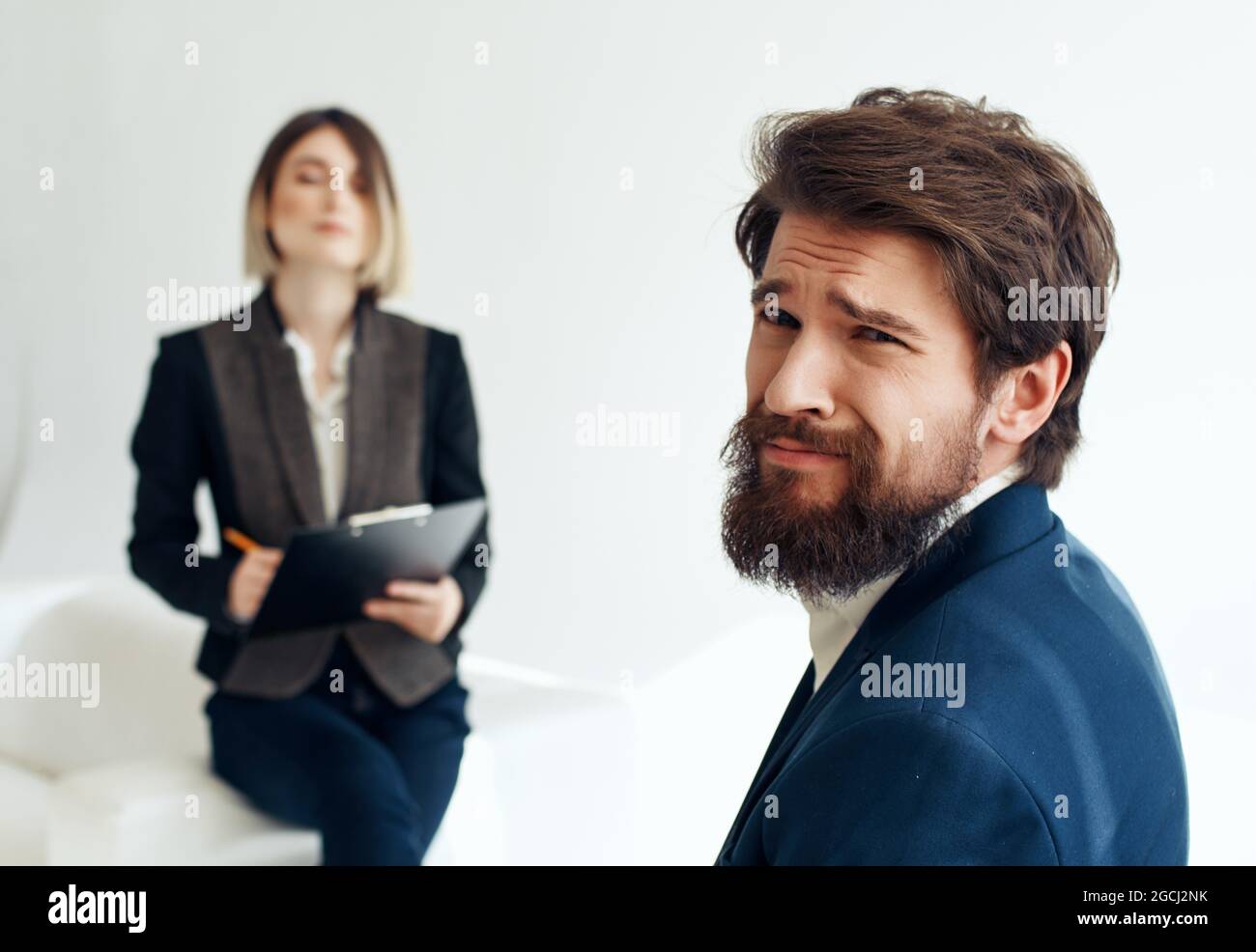 business men and women office job interview team Stock Photo - Alamy