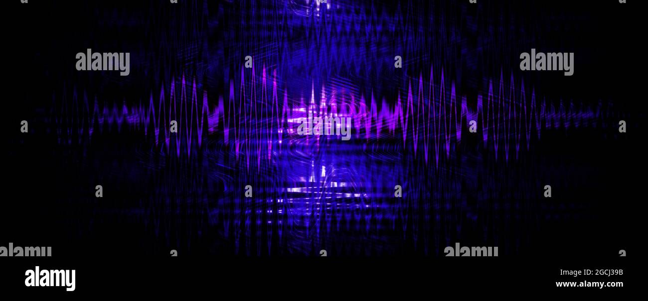 Blue purple neon glowing particles on black background. Cyber ...